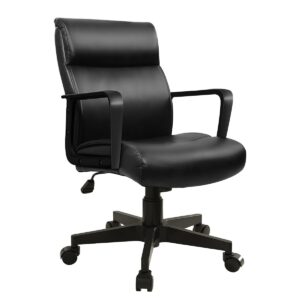 Artswish Leather Office Chair Modern High Back Support, Executive Office Rolling Chair with Adjustable Backrest, Black Ergonomic Computer Desk Chair with Wheels Arms, Comfy Desk Chair for Home Office