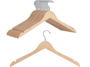 storageworks wooden hangers, slim natural wood hangers, premium solid wood clothes hanger for tank top, t-shirt, strap dress, 20 pack, natural wood color