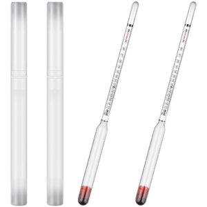 2 pcs glass hydrometer, alcoholmeter 0-200 proof and 0-100 tralle, alcohol tester, hydrometer glass alcohol measuring device for distilling moonshine brewing wine measure alcohol content