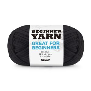 60g black yarn for crocheting and knitting;66m (72yds) cotton yarn for beginners with easy-to-see stitches;worsted-weight medium #4;cotton-nylon blend yarn for beginners crochet kit making