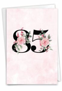 nobleworks - 85th milestone birthday greeting card with 5 x 7 inch envelope (1 card) floral age 85 c8263mbg