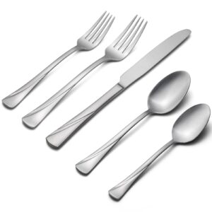 alata alice 20-piece silverware set stainless steel flatware set,service for 4,matte satin polished cutlery set,dishwasher safe