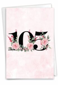 nobleworks - 105th milestone birthday greeting card with 5 x 7 inch envelope (1 card) floral age 105 c8271mbg