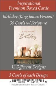 generic king james version (kjv) 36 ct birthday christian/religious greeting card set with envelopes