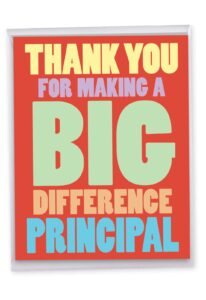 nobleworks - 1 jumbo funny thank you greeting card from us with envelope (8.5 x 11 inch) big, oversize student gratitude, notes for school mentor, teacher - big difference principal j8199tyg-us