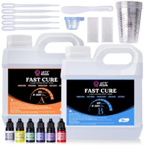 let's resin fast cure epoxy resin,demold in 4 hours,72oz upgrade quick drying & crystal clear resin,bubble free epoxy resin for craft,art, resin supplies with resin dye, resin cup,stir stick