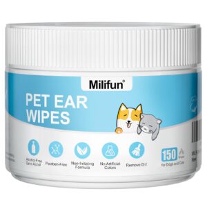 150 count dog ear cleaner wipes, dog ear wipes, gently remove ear wax, debris - soothes & relieves ear itching, natural cleaning puppy ear wipes, otic cleanser for dogs and cats.