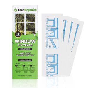 fly trap indoor or outdoor usage | window fly traps are clear & transparent | also for moths, gnats, fruit flies, spiders and ants | easy to use - easy to dispose | pack of 15