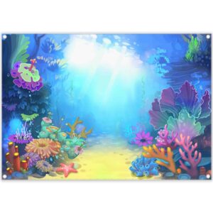 zthmoe 7x5ft fabric summer under the sea photography backdrop little mermaid princess girl background birthday party ocean baby shower decorations photo banner props