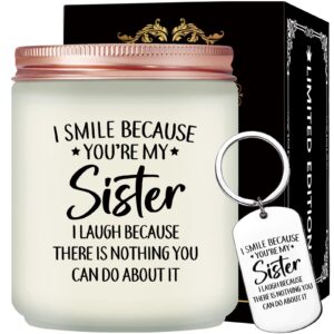 maybeone christmas gifts for sister - big sister birthday mothers day valentines day gifts from sister brother - i smile because you are my sister candle