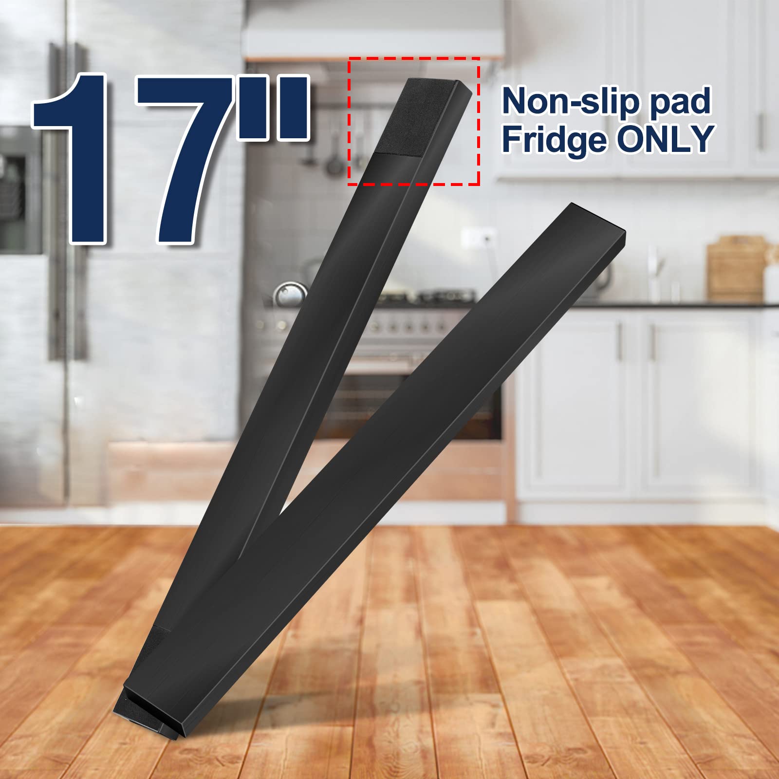 Black Magnetic Knife Strip for Refrigerator - Larger 17 inch Double Sided Stainless Steel Magnetic Kitchen Knife Holder with hooks for Wall/fridge - Strong Knife Strip Magnet/Knife Rack/Knife Bar