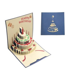 bluwhale 3d birthday greeting card with pop up flowers with envelope - handmade paper art card for her/him, mom/dad, sister/brother, wife/husband, blue