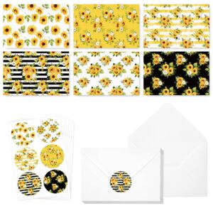 whaline 36 pack sunflower greeting cards bulk spring summer flower note cards with envelopes matching seal stickers floral blank cards for wedding bridal baby shower birthday party