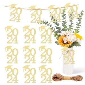 24pcs cutouts tags graduation decorations class of 2024 cap, table centerpiece grad party decorations 2024 party tags for table congrats grad decor, 2024 graduation decorations (gold)