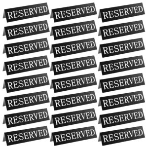 metal reserved table signs reserved sign reserved desk signs double sided table stand tents sign reserved seating signs for wedding restaurant parties ceremony, 5.91 x 3.15 inch (black, 24 pcs)