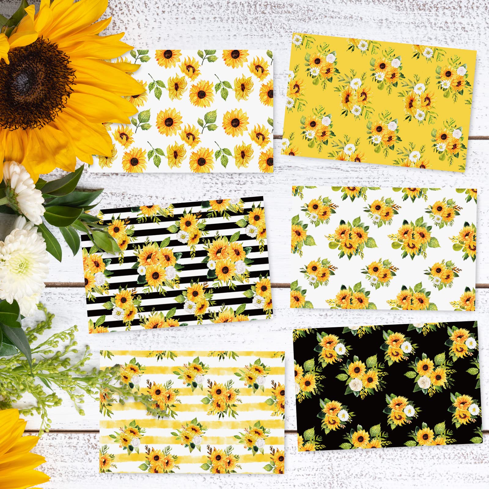 Whaline 36 Pack Sunflower Greeting Cards Bulk Spring Summer Flower Note Cards with Envelopes Matching Seal Stickers Floral Blank Cards for Wedding Bridal Baby Shower Birthday Party