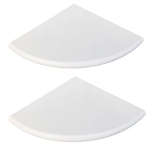 geoona 2 pcs white marble corner shower shelf for bathroom, 9'' x 9'' x 0.8'' marble corner shelves for bathroom wall mounted both side polished