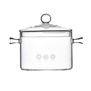 doitool glass saucepan with cover, clear for cooking on stove, 1 liter glass cooking saucepan for pasta noodle, soup, milk, tea (14 x 19.5 x 16cm)