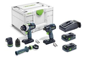 festool 577616 impact driver and drill set tid 18 hpc i-set tpc 18/4 18v 4.0 ah