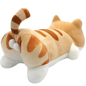 elainren soft yellow calico cat plush hugging pillow,cute orange tabby kitten stuffed cat toy, fluffy cartoon tiger kitty cat plushie doll gifts/15.7''