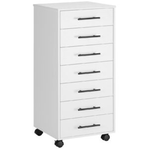 hoobro 7-drawer chest, file cabinet, wooden file cabinet, office cabinet with drawers, storage cabinet, for home office, study, easy assembly, white wt07wj01