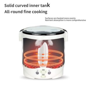 Mini Rice Cooker, Vehicle-Mounted Rice Cooker 12V, Thermal Insulation and Protection Function, 1L Portable Steamer, Boiling Pot, Portable Handle, Outdoor Boiling Cooker, Portable Cooker (Green)