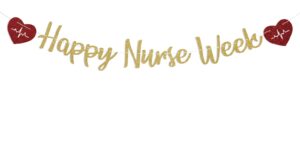 happy nurse week banner, nurses appreciation week party decorations, thank you nurses banner, nurse week decorations nurse appreciation party supplies gold glitter