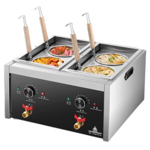 Koalalko Commercial Pasta Cooker with 4 Holes Noodle Cooking Machine Pasta Makers Boiler Cooker Machine Noodles Table with 4 Basket Noodle Dumpling Maker with Noodle Filter 110V US plug