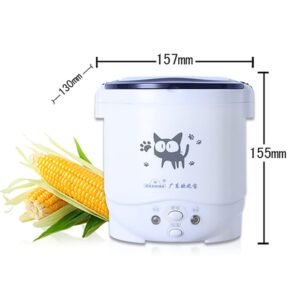 Mini Rice Cooker, Vehicle-Mounted Rice Cooker 12V, Thermal Insulation and Protection Function, 1L Portable Steamer, Boiling Pot, Portable Handle, Outdoor Boiling Cooker, Portable Cooker (Green)