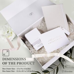 iPassion Gift Box Set - Bridesmaids Gifts for Wedding (5 Pack), All Occasions, Bridesmaid Proposal, Magnetic Boxes With Lids, Big Set For Bridal, 13.5 x 9 x 4.5 inches, Large White GiftBox