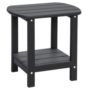 loeniy outdoor side table 2 -tier adirondack table hdpe patio side table weather resistant end table small outdoor table (black)