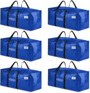 clearspace heavy duty moving bags or storage bag – large moving boxes with backpack straps, zippers & handles – perfect for moving, college dorm, traveling, camping, christmas decorations, 6 pack