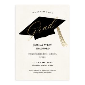 let's make memories personalized parchment + cap graduation card 5x7 premium quality (custom announcements & white envelopes) - 15 ct