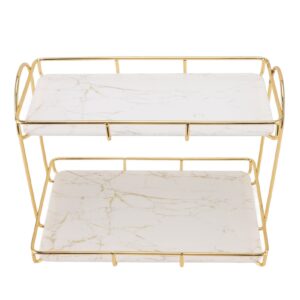 hilitand 2 tier cosmetic organizer large capacity bathroom countertop rack waterproof gold metal storage shelf rack for bathroom kitchen bedroom