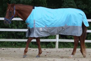 rugged ride 1200 denier midweight waterproof turnout blanket - with grey skirt - 200 gram fill