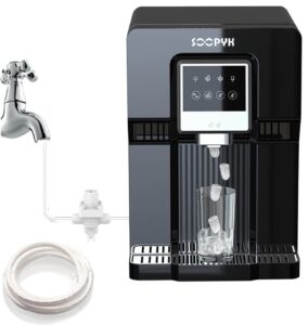 soopyk countertop bottleless ice maker machine water dispenser with water line bullet ice cubes 18 lbs in 24 hrs for home office (without hot water or filter)