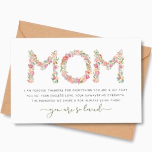 anydesign mother's day cards colorful floral mom greeting cards with kraft envelopes matching seal stickers birthday blank note cards for mom assortment for mother's day celebration, 12 pack