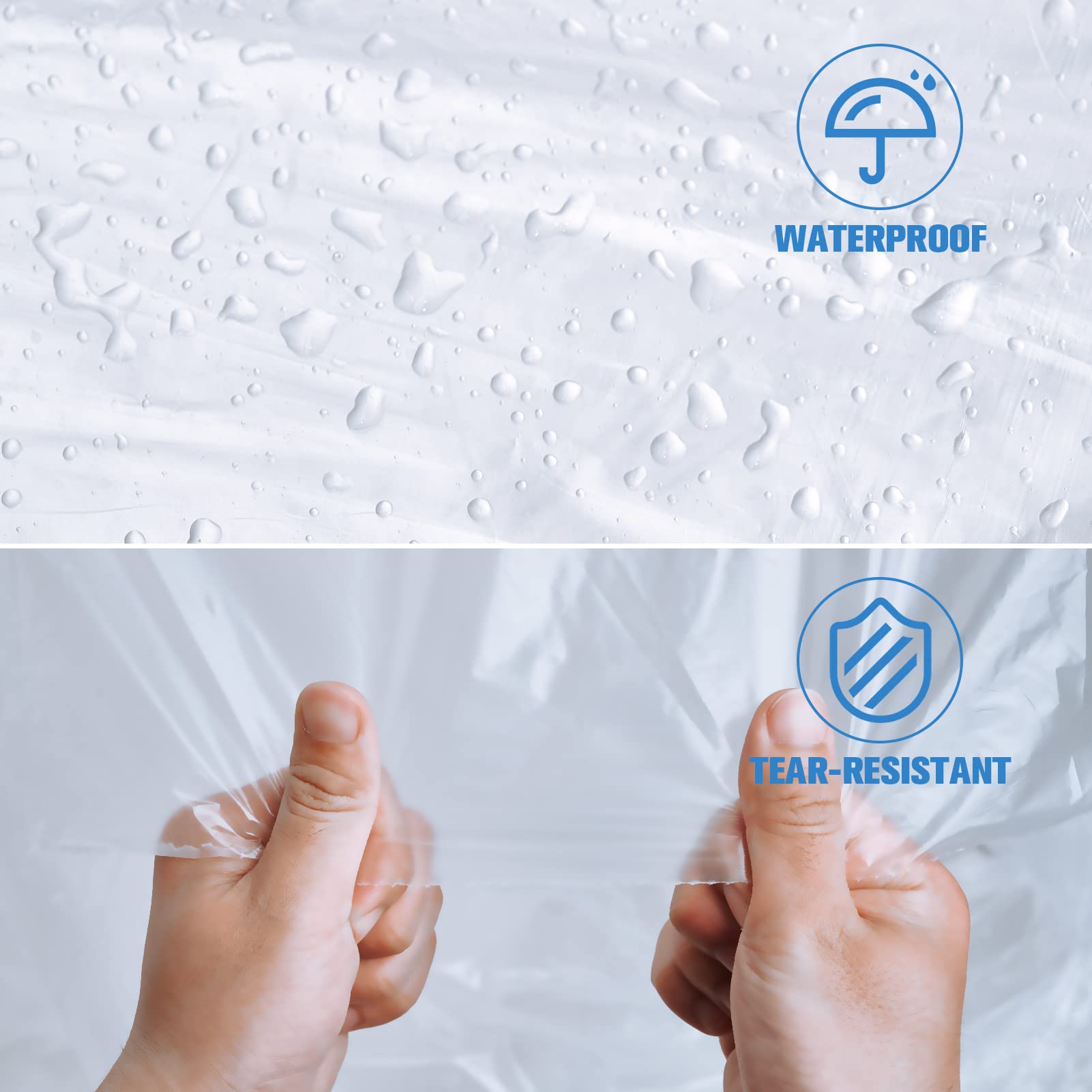 PILOT FISH 2 Mil Plastic Drop Cloth for Painting, Plastic Sheeting 3 Pack 9x12 Feet Waterproof Drop Cloth Heavy Duty Thick Traps Clear Cloth for Furniture Cover, Dustproof Tear Resistance Couch Cover