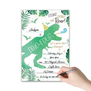 Grace Yonks Stomp Chomp&Roar Party Birthday Invitation, 20 Invitations and Envelopes for Third Birthday party Invitations, Dinosaur Birthday Party Supplies.(114) (PARTY 115)