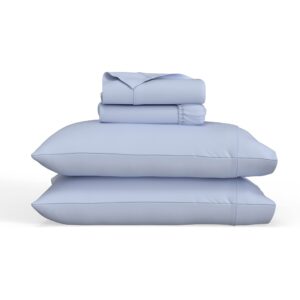 sealy clean comfort 300-thread count cotton blend sheets set with secure fit anchor bands- twin size- gray