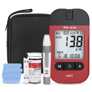 urit blood hemoglobin test kit with 25 blood hemoglobin test strips, accurate and fast, easy for home use