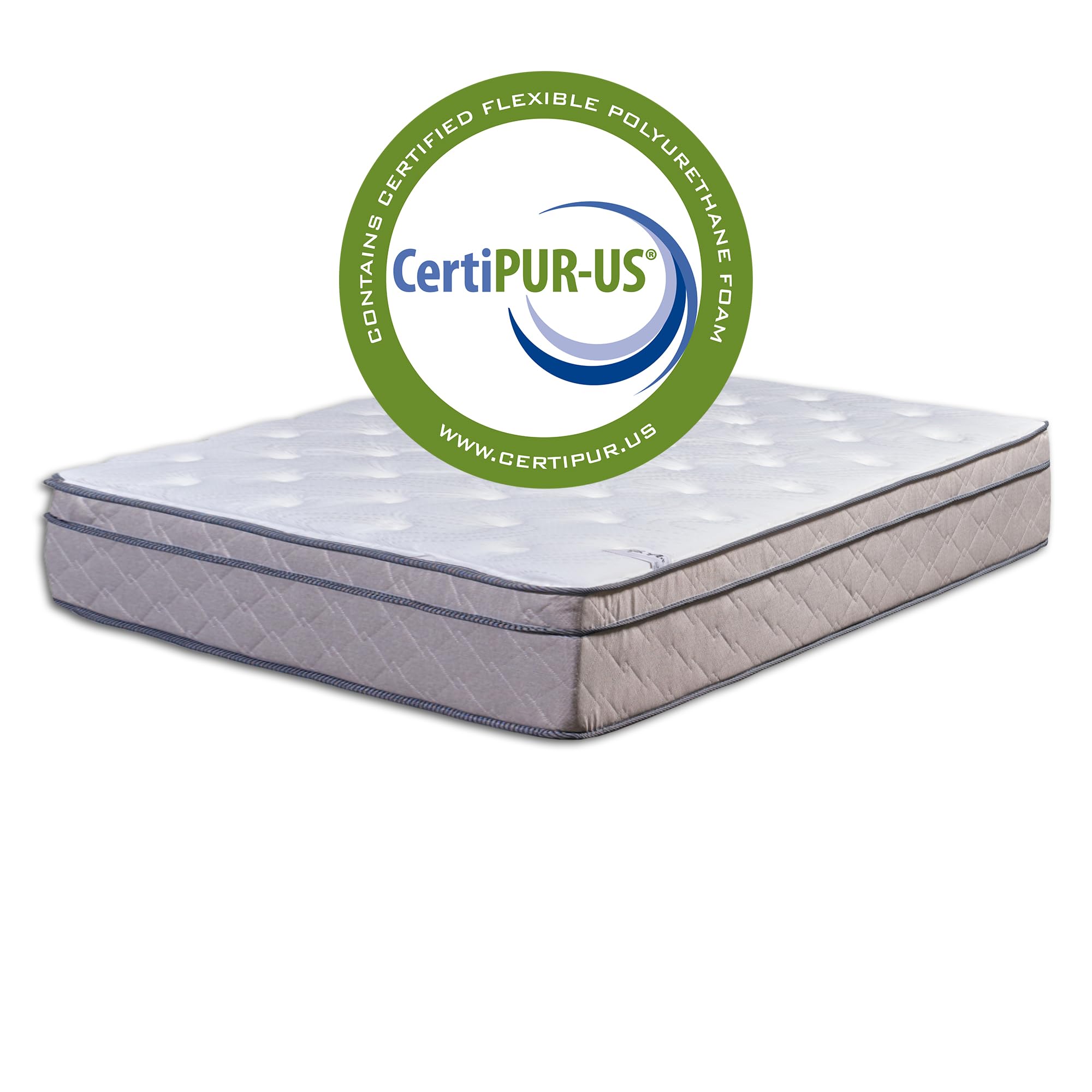 Treaton,12-Inch UltraPlush EuroTop Single Sided Hybrid Mattress,Compatible with Adjustable Bed, King, Mink