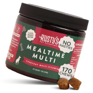 premium dog multivitamin supplement (170 chews) - mealtime multi - with coq10 - probiotics - pumpkin - immune support - promotes better joint mobility - healthy skin & coat - made in the usa