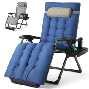 artist hand zero gravity chair, oversize xl outdoor anti gravity chairs, lawn chaise, patio lounge folding adjustable recliner with detachable soft cushion, adjustable headrest, foot pad & cup holder