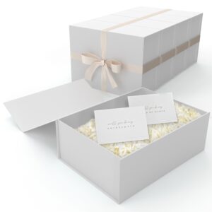 ipassion gift box set - bridesmaids gifts for wedding (5 pack), all occasions, bridesmaid proposal, magnetic boxes with lids, big set for bridal, 13.5 x 9 x 4.5 inches, large white giftbox