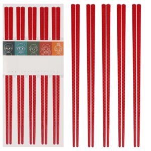 5 pairs fiberglass red chopsticks-reusable chopsticks dishwasher safe, 9.57 inch/24.3cm matte non-slip family/ hotel/ restaurant chop sticks, chinese japanese gift set chop sticks (福-hot red)