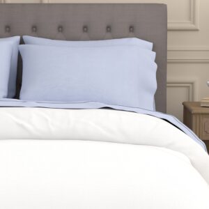 SEALY Clean Comfort 300-Thread Count Cotton Blend Sheets Set with Secure Fit Anchor Bands- Twin Size- Gray