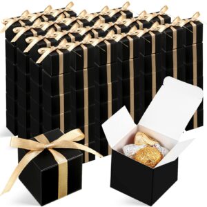 jutom 100 pcs mini favor boxes small candy boxes paper party favor boxes gift wrap boxes with ribbon for christmas thanksgiving day birthday wedding anniversary supplies(2 x 2 x 2 inch,black)