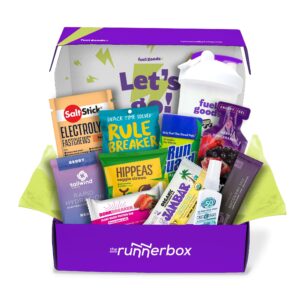 the runner box by fuel goods, gift box for runners (11-12 items), running accessories, energy bars & nutritional snacks, runner birthday gift, subscription box, unique gifts