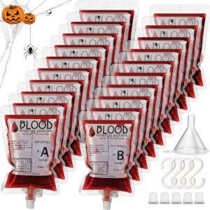 samniu 20 packs of blood bags for drinks, 8.5fl oz/250ml drink pouches for adults, reusable iv bag with hook, halloween, birthday, summer pool party decorations